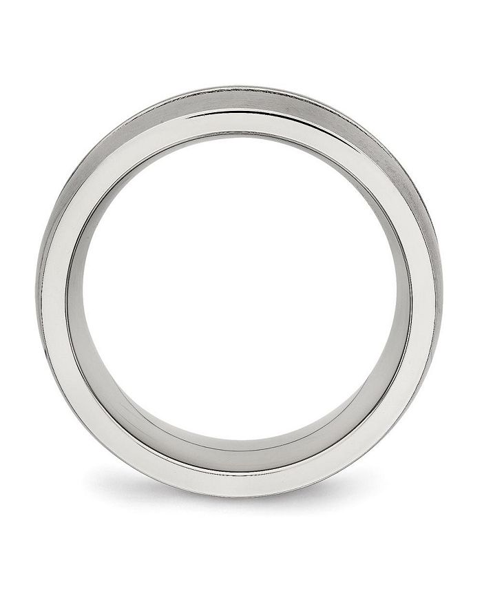 Chisel Stainless Steel Brushed and Polished with CZ 10mm Band Ring - Macy's