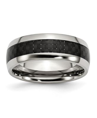 Chisel Stainless Steel Polished Black Carbon Fiber Inlay 8mm Band Ring ...