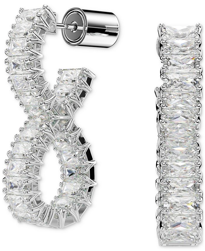 Swarovski Rhodium-Plated Baguette Crystal Infinity Drop Earrings - Macy's