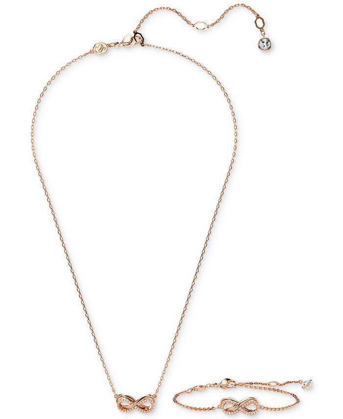 Swarovski Rose Gold-Tone Hyperbola Infinity Bangle Bracelet & Pendant ...