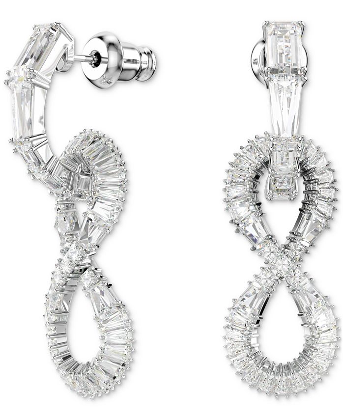 Swarovski Rhodium-Plated Mixed Crystal Infinity Charm Hoop Earrings ...