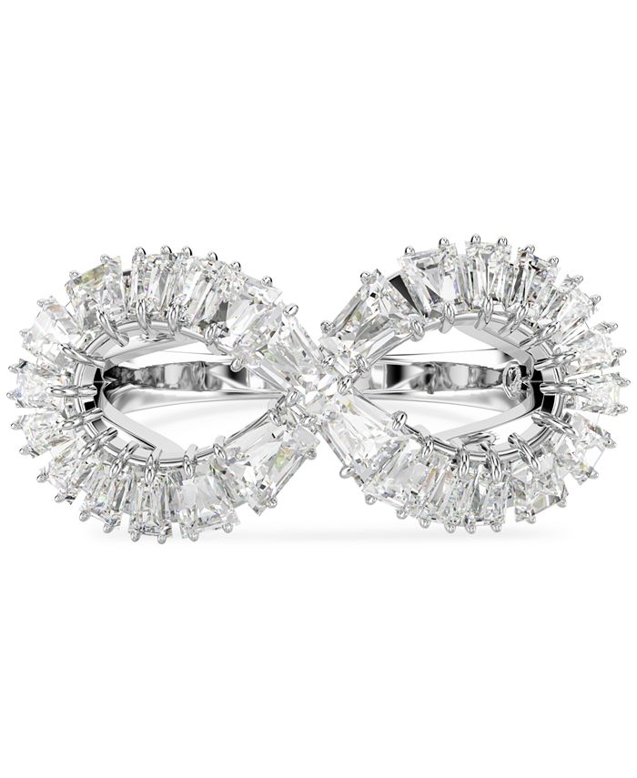 Swarovski Rhodium-Plated Baguette Crystal Infinity Statement Ring - Macy's