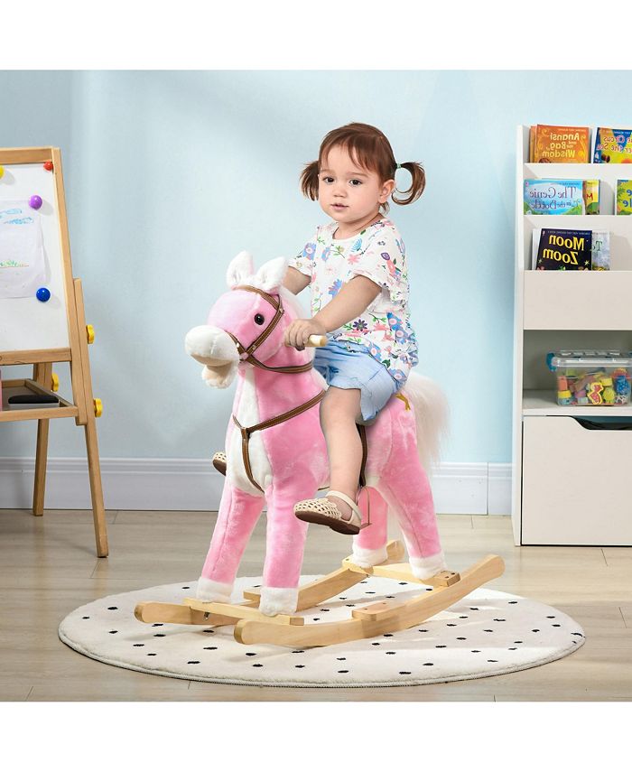 Qaba Rocking Horse Toddler Ride on Horse with Sound Saddle, Pink - Macy's