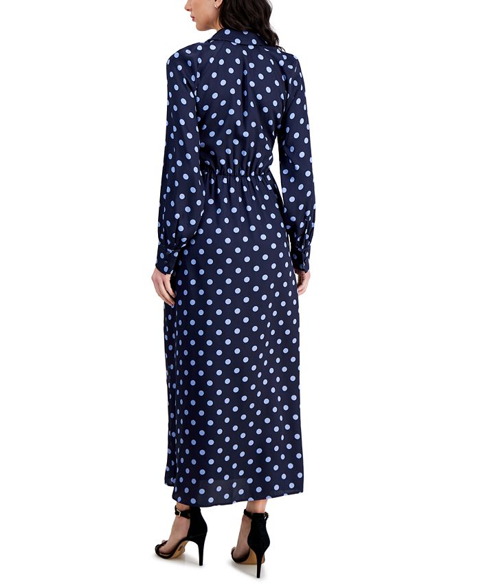 Anne Klein Women's Printed Collared Faux-Wrap Maxi Dress - Macy's