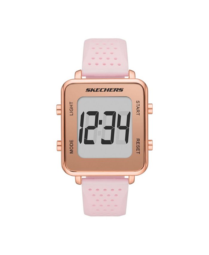 Skechers Women's Naylor Digital, Rose Gold-Tone Alloy Watch, Pink - Macy's
