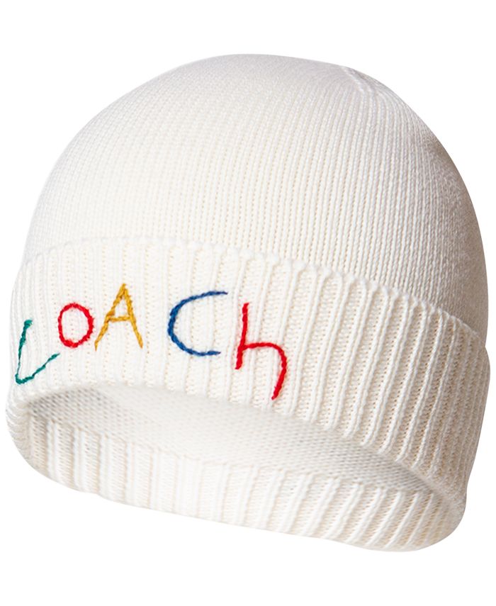 COACH Women's Boxed Embroidered Rib Trim Wool Beanie - Macy's