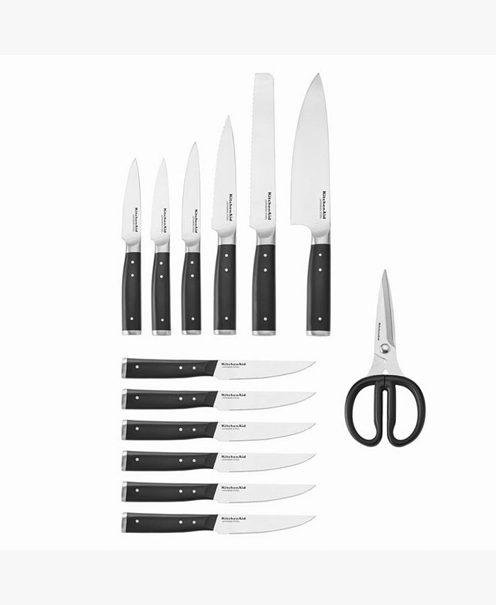 KitchenAid HDL Plastic 14-Pc. Triple Rivet Knife Block Set with Built ...