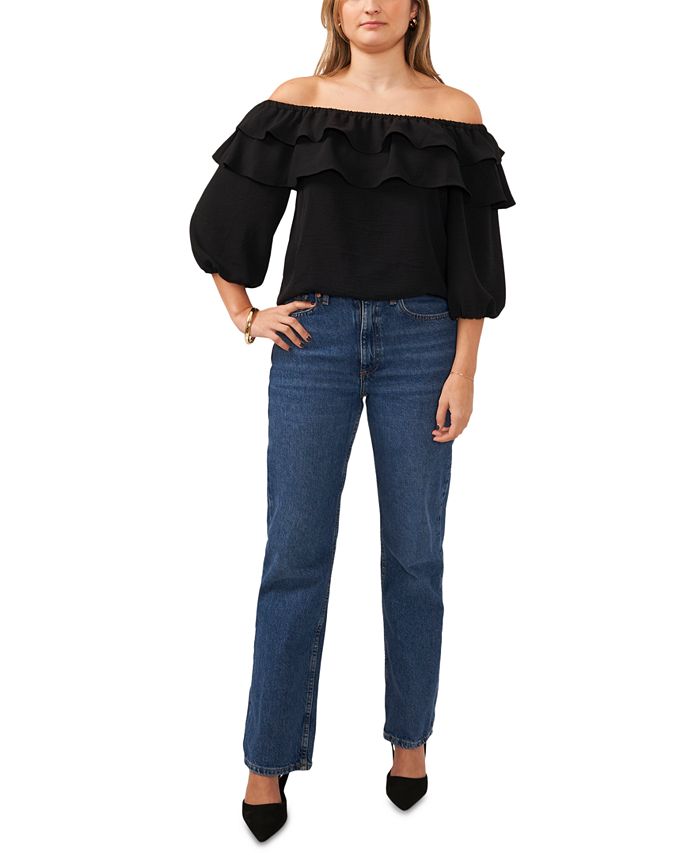 Sam & Jess Women's Double-Ruffle Off-The-Shoulder Blouse - Macy's