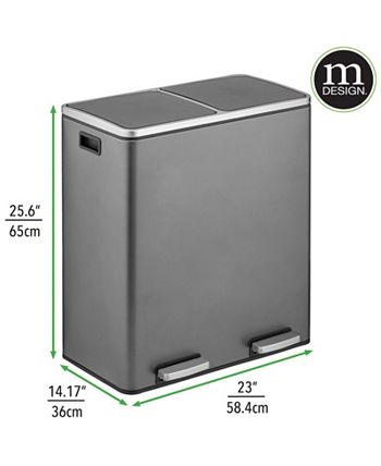 mDesign Metal Steel 60L Dual Compartment Step Trash Can - Macy's