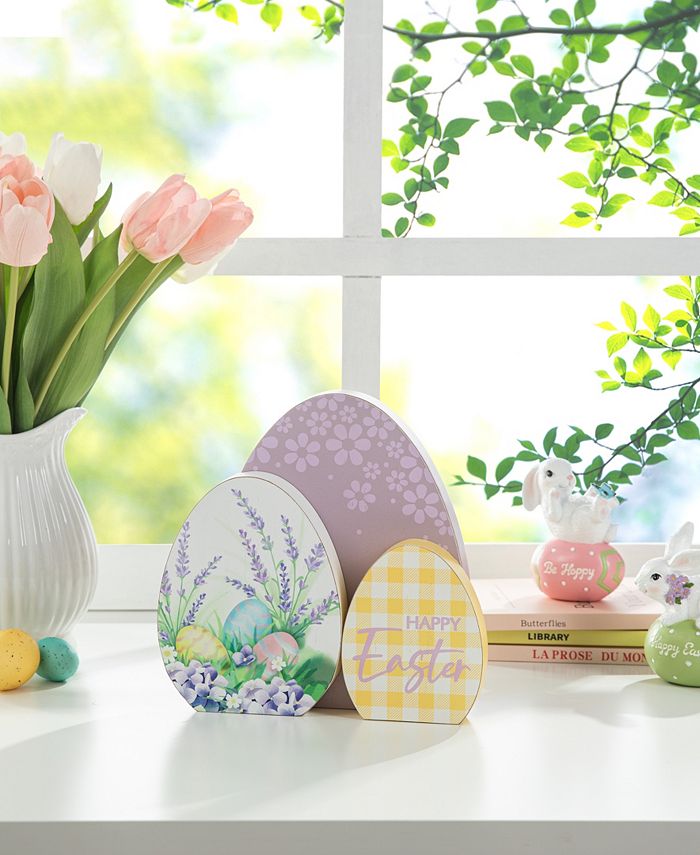 Glitzhome 7.75" H Easter Wooden Eggs Table Decor - Macy's