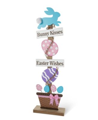 Glitzhome 35.5" H Easter Wooden Bunny and Eggs Porch Decor - Macy's
