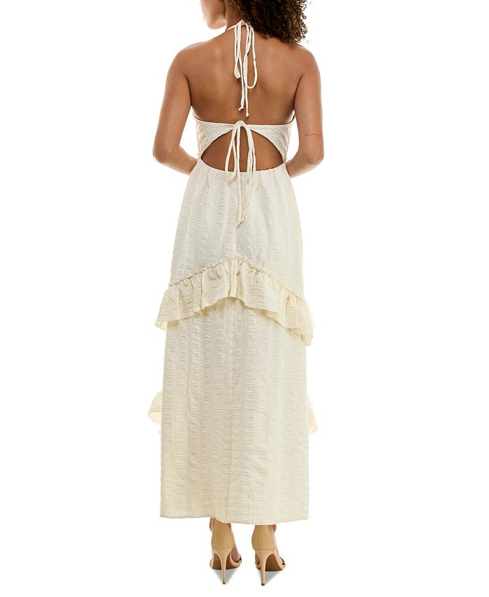 Speechless Juniors' Ruffled Halter Open Tie-Back Maxi Dress - Macy's