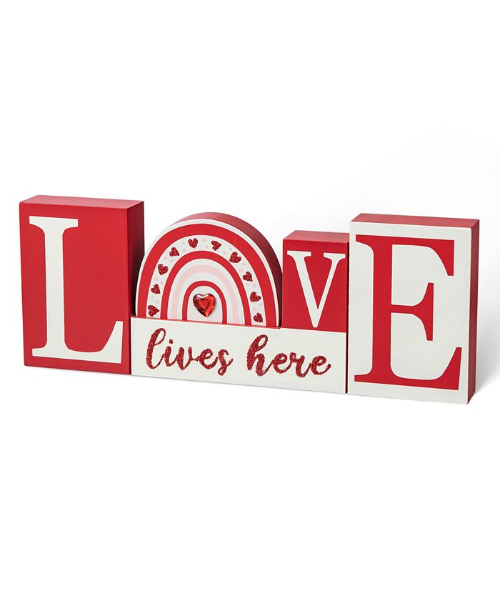 Glitzhome 4.25" H Valentine's Wooden Love Table Decor - Macy's