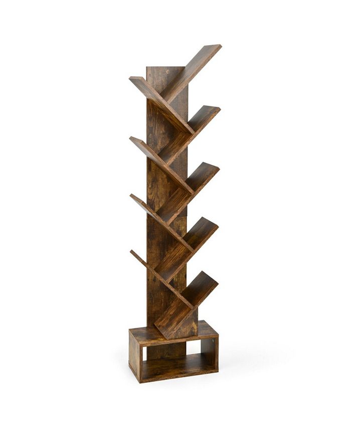 Slickblue 10-tier Tree Bookshelf with Drawer Free-standing Storage ...