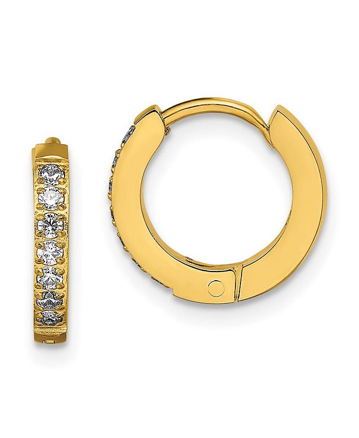 Chisel Stainless Steel Yellow plated Crystal Hinged Hoop Earrings - Macy's
