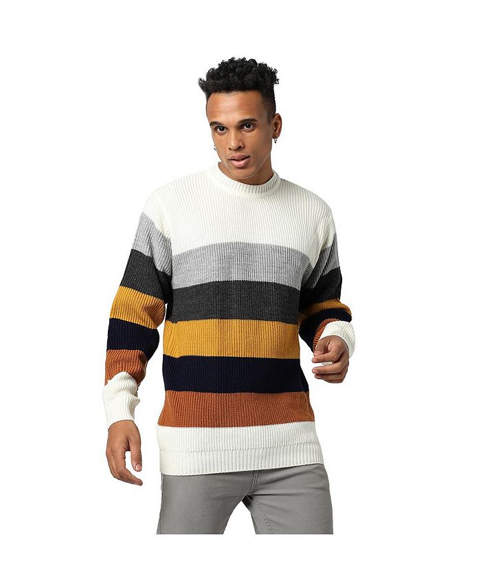 Campus Sutra Men's Multicolor Contrast Panel Pullover Sweater - Macy's