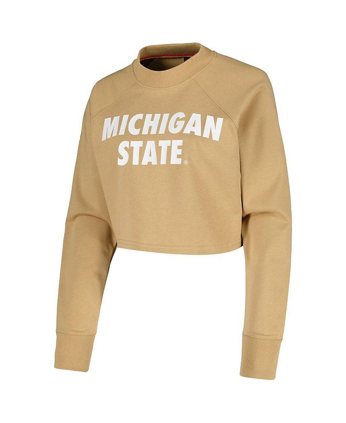 Kadyluxe Women's Tan Michigan State Spartans Raglan Cropped Sweatshirt ...