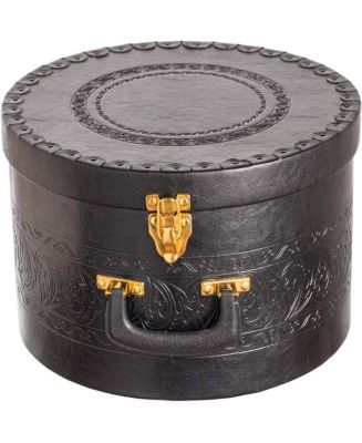 Black Round Hat Travel Case With Gold Locking Lid - Macy's