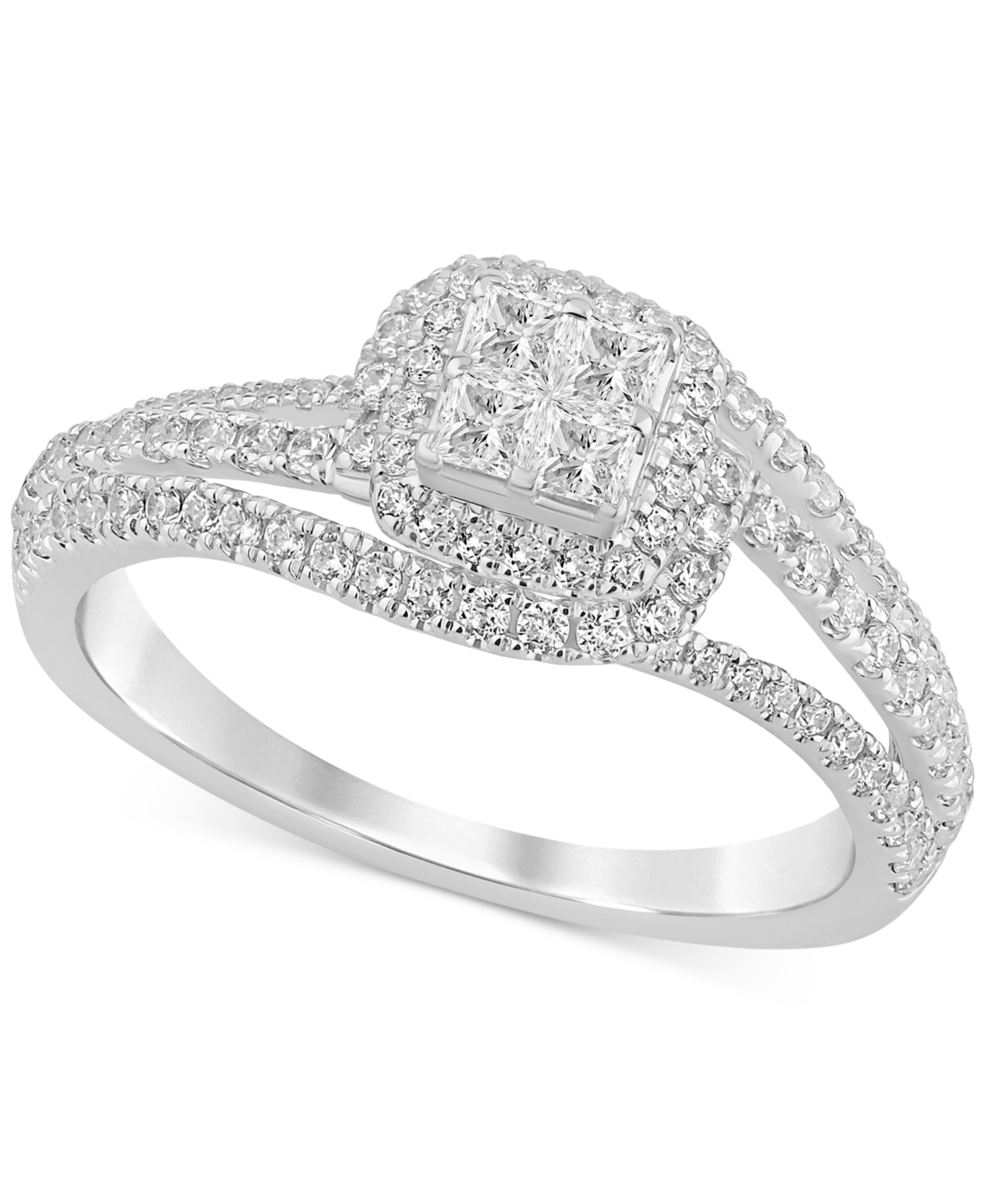 Click here for Diamond Quad Halo Cluster Swirl Engagement Ring (3... prices