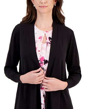 Kasper Women's Asymmetrical-Hem Open-Front Cardigan Sweater - Macy's