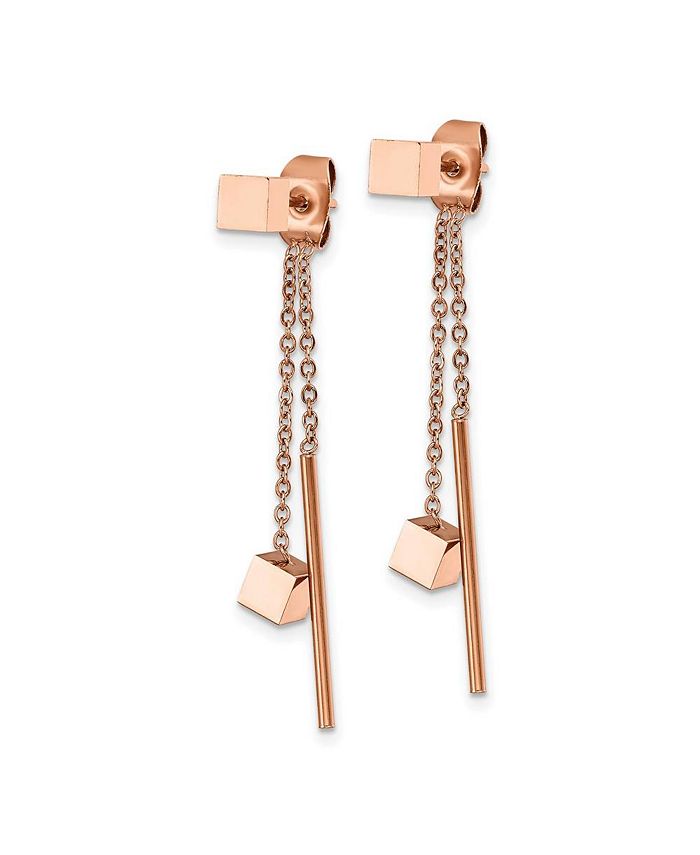 Chisel Stainless Steel Polished Rose plated Front Back Dangle Earrings ...