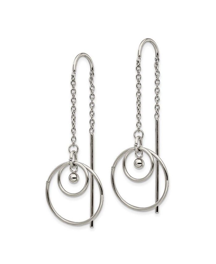 Chisel Stainless Steel Polished Circle Dangle Threader Earrings - Macy's
