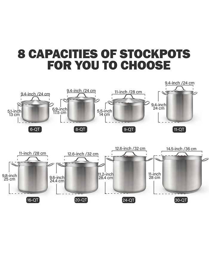 Cooks Standard 6-Quart Stock Pot with Lid, Professional 18/10 Stainless ...