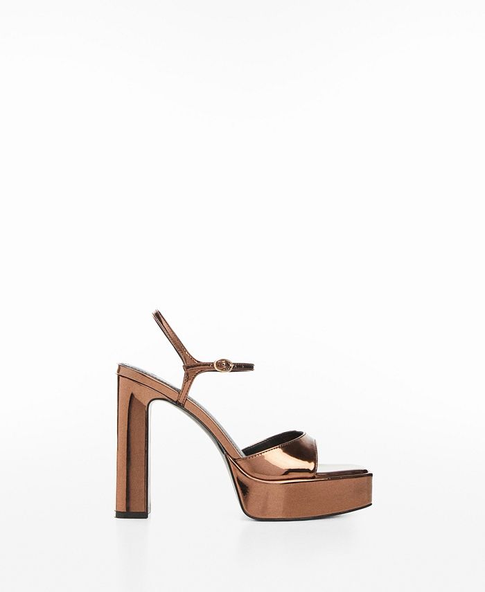 MANGO Women's Metallic Platform Sandals - Macy's