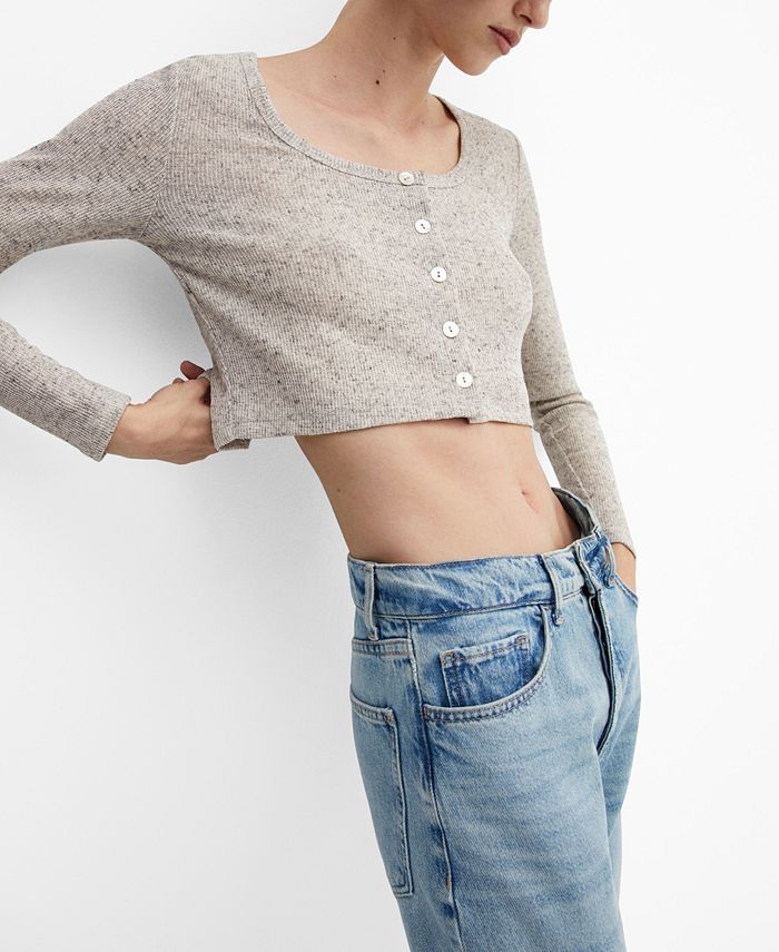 MANGO Women's Knitted Cropped Cardigan - Macy's