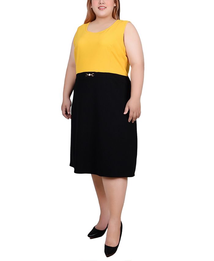 NY Collection Plus Size 3/4 Sleeve Dress, 2 Piece Set - Macy's