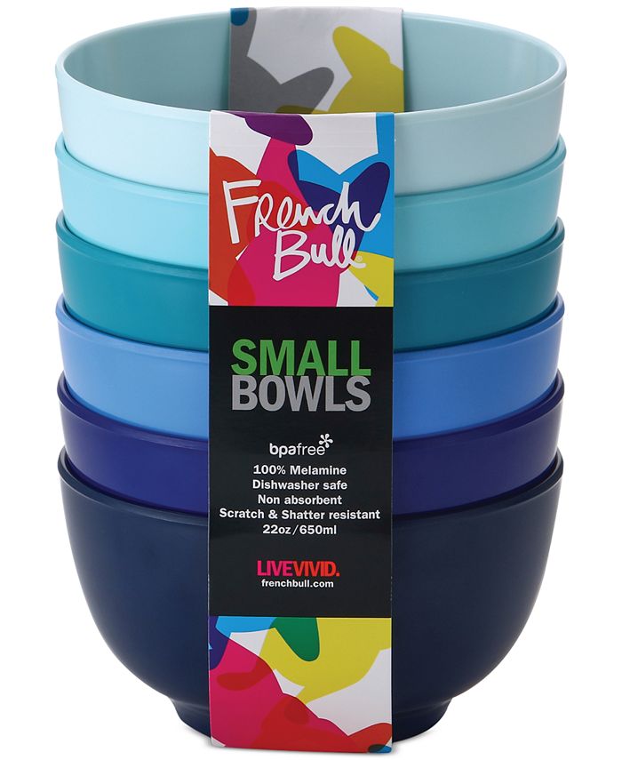French Bull Shades of Blue Melamine Small Bowls, Set of 6 - Macy's