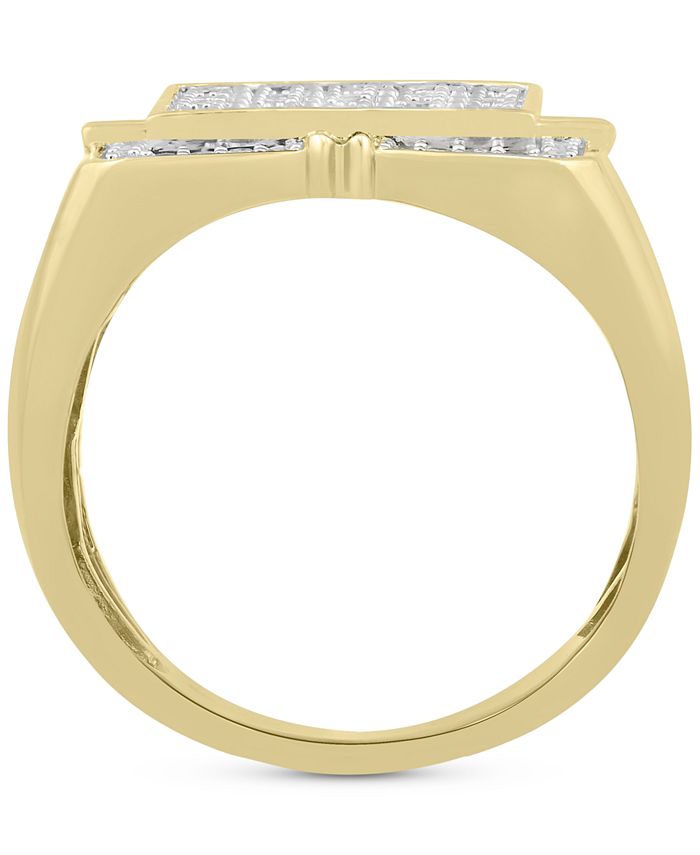 Macy's Men's Diamond Square Cluster Ring (1/2 ct. t.w.) in Sterling ...
