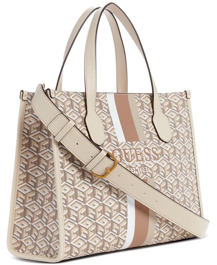 GUESS Silvana Small Monogram Double Compartment Tote - Macy's
