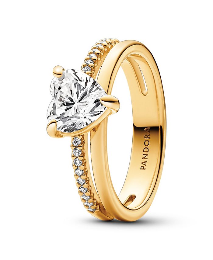 Pandora Heart 14K Gold-Plated Ring with Clear Cubic Zirconia - Macy's