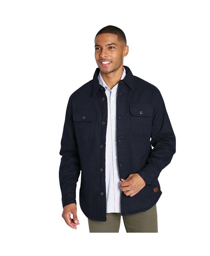 Jachs NY Men's Stretch Canvas Sherpa Shirt Jacket - Macy's