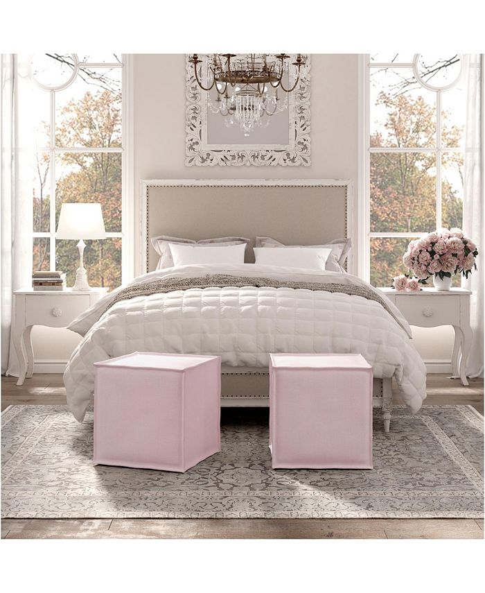 Rustic Manor Edmund Linen Ottoman - Macy's