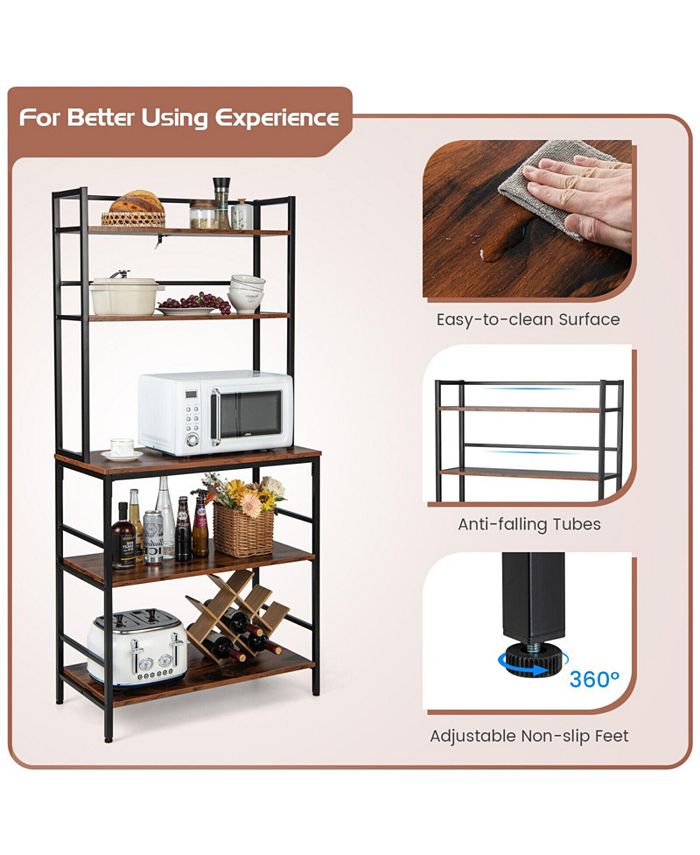 SUGIFT 5-Tier Kitchen Bakers Rack with Hutch and Open Shelves - Macy's