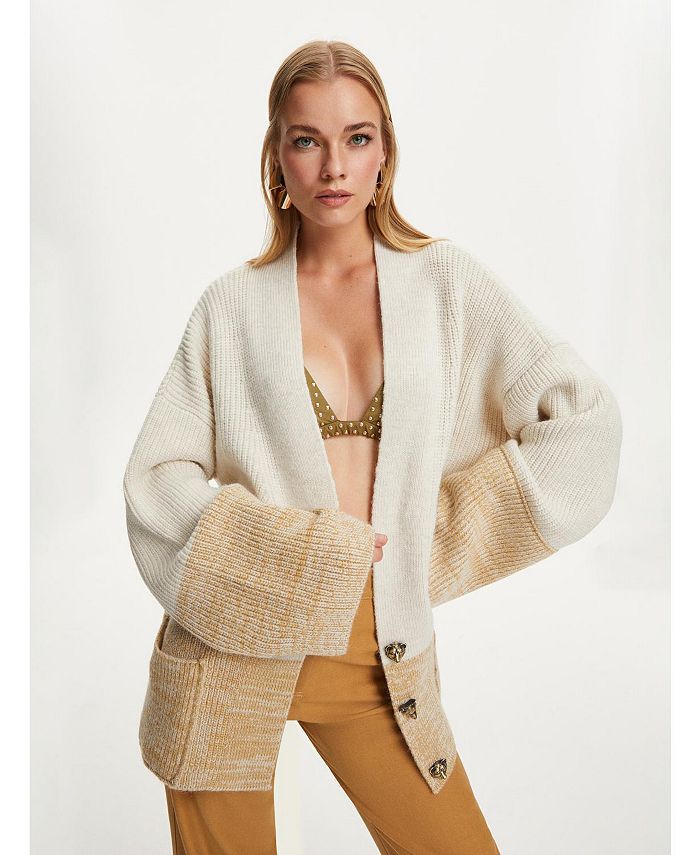 NOCTURNE Women's Color Block Knit Cardigan - Macy's