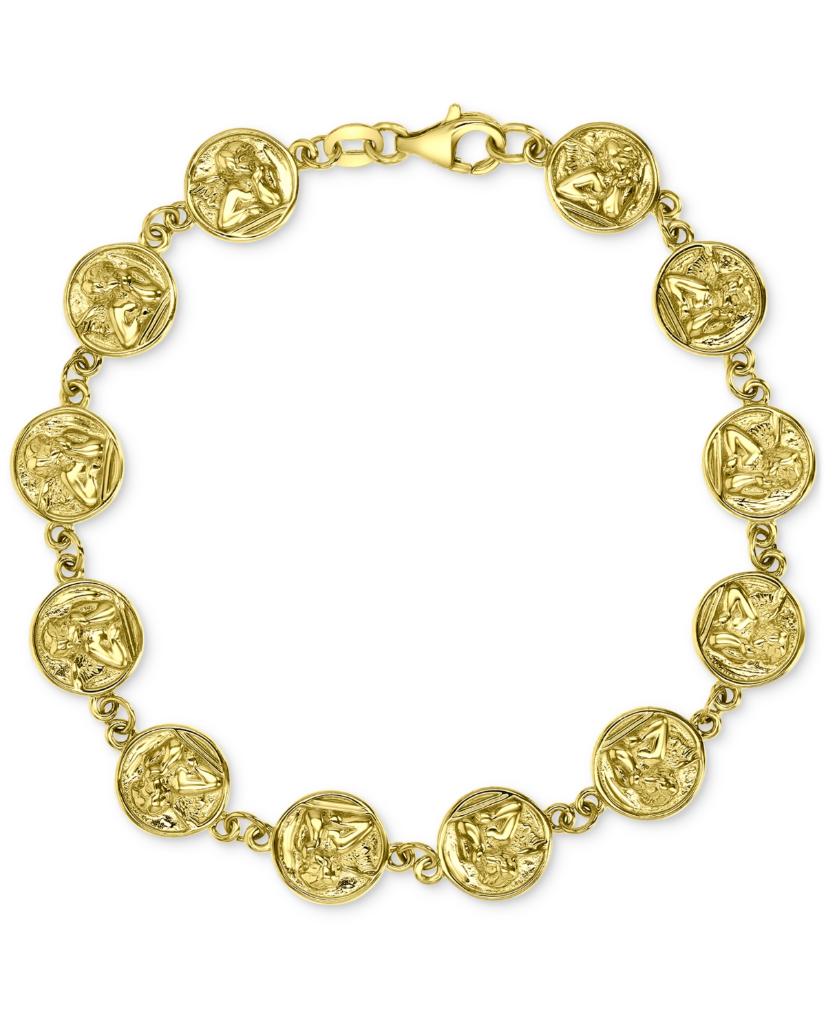 Click here for Angel Medallion Link Bracelet in 14k Gold-Plated S... prices