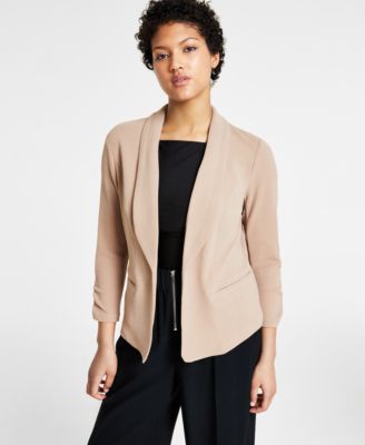 Bar III Women's Ruched 3/4-Sleeve Knit Blazer, Created for Macy's - Macy's