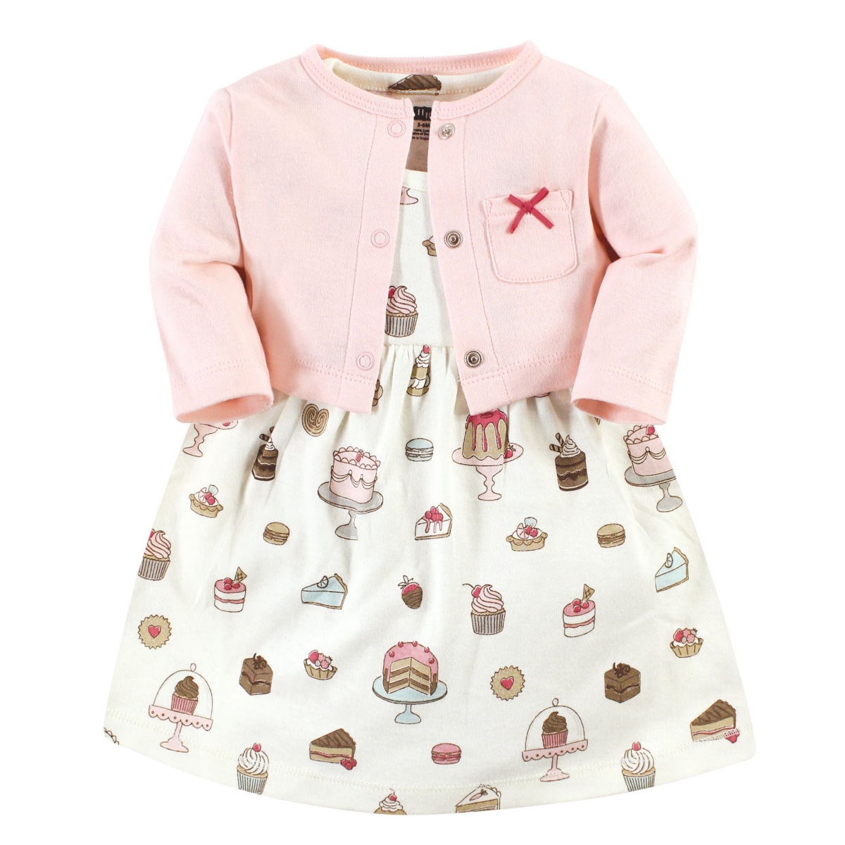 Hudson Baby Baby Girls Hudson Cotton Dress and Cardigan Set - Sweet bakery