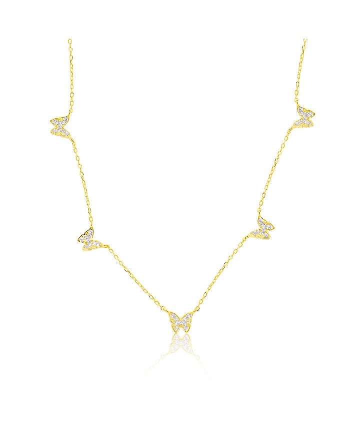 Etoielle Yellow Gold Tone CZ Butterfly Charm Necklace - Macy's