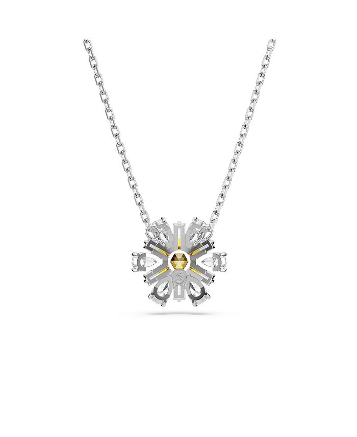 Swarovski Flower, Yellow, Rhodium Plated Idyllia Pendant Necklace - Macy's
