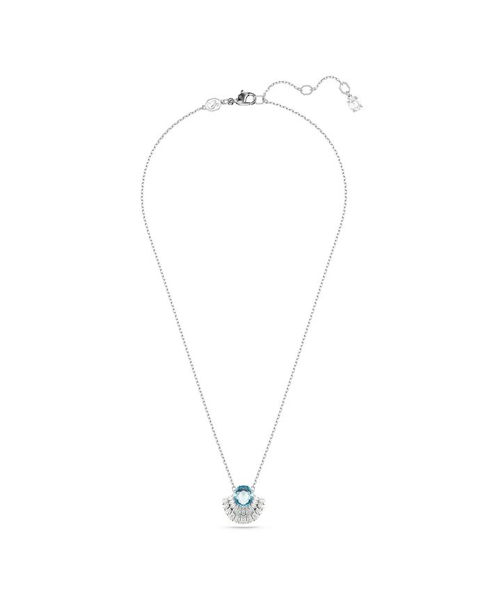 Swarovski Shell, Blue, Rhodium Plated Idyllia Pendant Necklace - Macy's