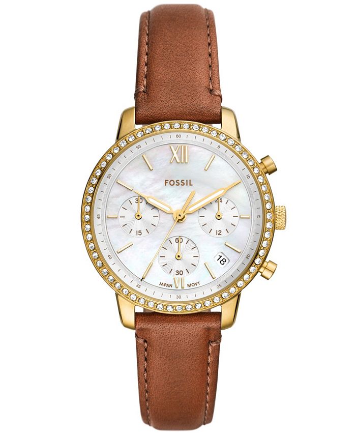 Fossil Women'sNeutra Chronograph Medium Brown Leather Watch 36mm - Macy's
