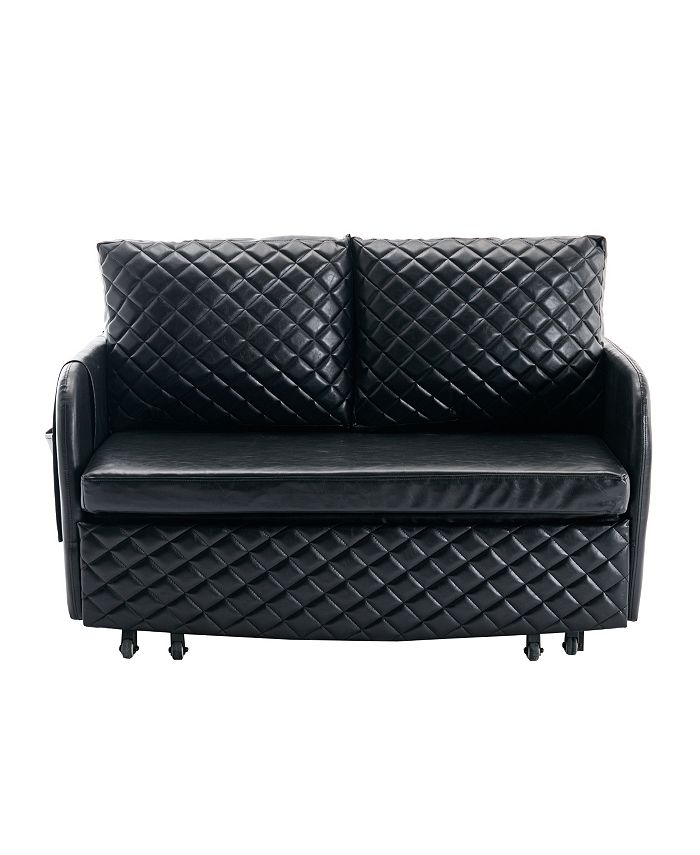 Simplie Fun Convertible Sleeper Sofa Bed, Modern Velvet Loveseat Couch ...