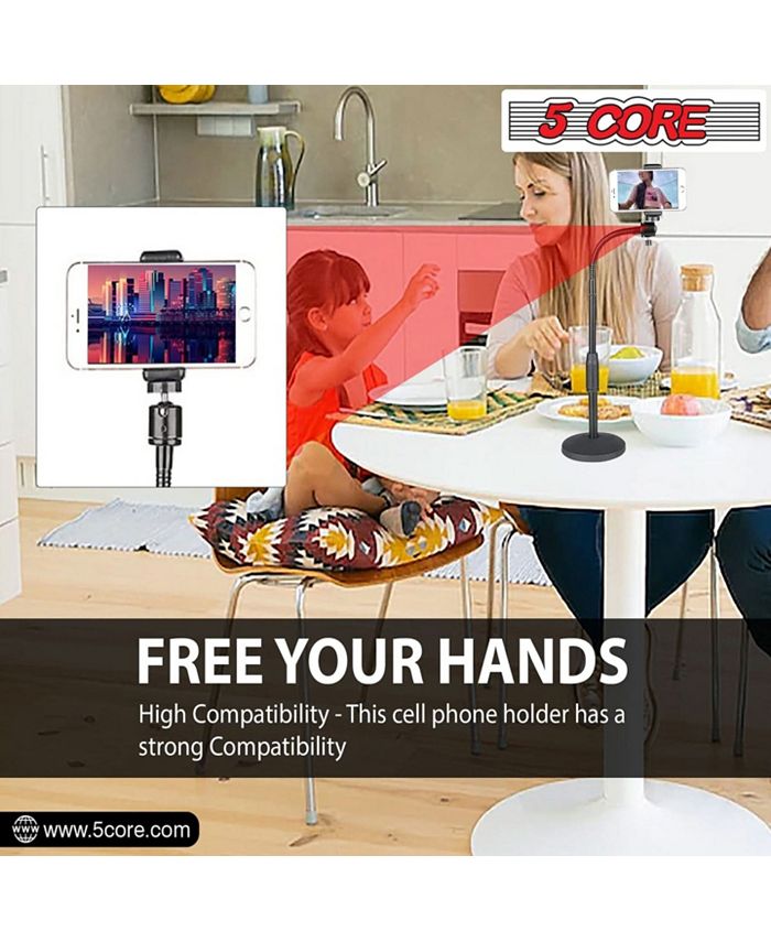 5 Core Cell Phone Stand Adjustable Height & Angle Gooseneck Stand for ...