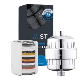 Mist Chrome Shower Filter – 15-Stage Water Softening, Replaceable Cartridge, Removes Chlorine ...