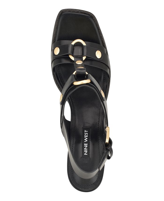 Nine West Women's Opell Square Toe Flared Heel Dress Sandals - Macy's