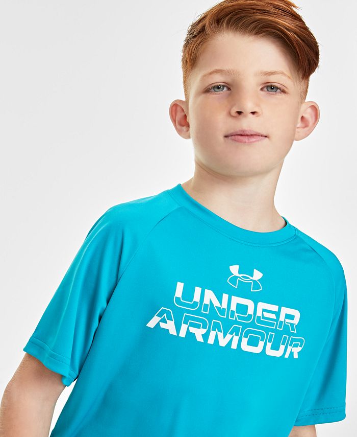 Under Armour Big Boys Tech Split Wordmark Graphic Short-Sleeve T-Shirt ...